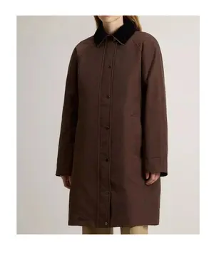 Woolrich Single-breasted Corduroy Collar Coat - Brown Soil