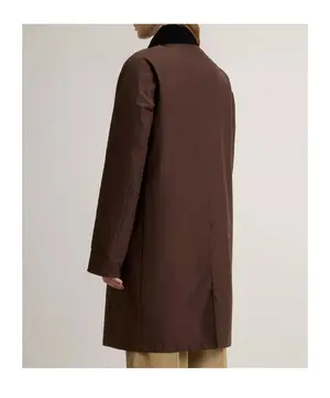 Woolrich Single-breasted Corduroy Collar Coat - Brown Soil