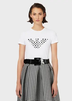 Emporio Armani Checker Print Logo T-shirt