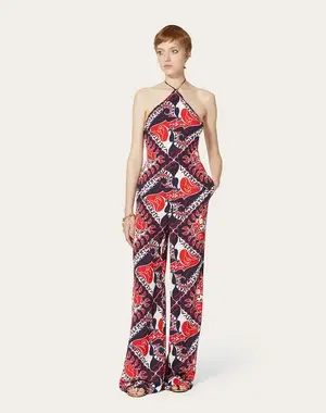 Valentino Garavani Archive Manifesto Bandana Printed Wide Leg Jumpsuit - Black