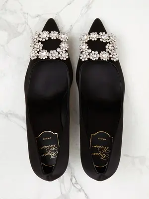ROGER VIVIER Embellished Pointed Toe Pumps - Black