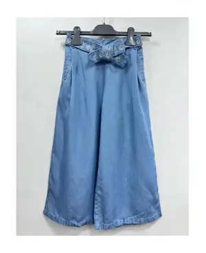 Chloé Wide-leg Tencel Chambray Trousers With Belted Waist