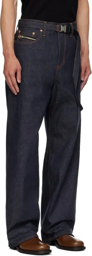 Sacai Straight Leg Belted Jeans