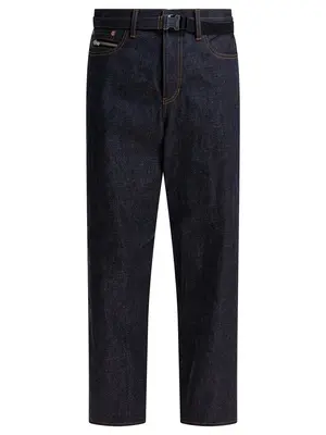 Sacai Straight Leg Belted Jeans - Navy