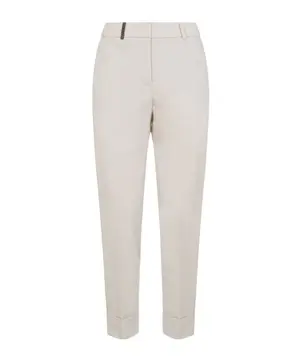 Peserico Tapered Trousers With Cuffed Hem - White