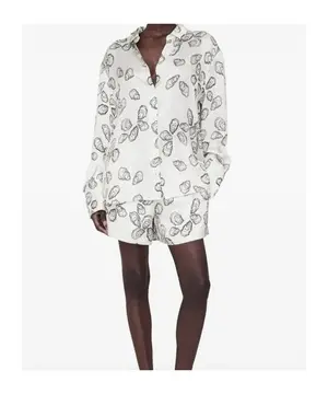 ANINE BING Graphic Print Elastic Waist Shorts