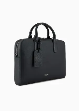 Giorgio Armani Logo-stamp Leather Laptop Bag