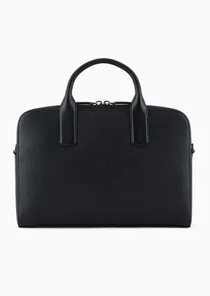 Giorgio Armani Logo-stamp Leather Laptop Bag