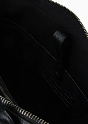 Giorgio Armani Logo-stamp Leather Laptop Bag