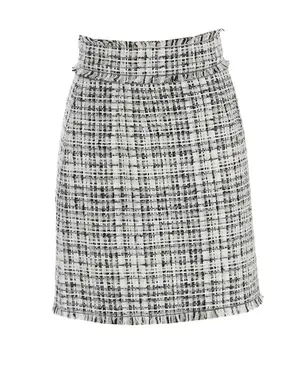 Dolce & Gabbana Tweed Straight-fit Skirt With Frayed Hem