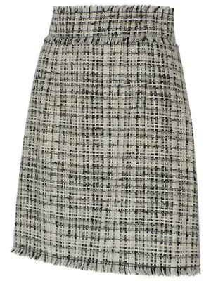 Dolce & Gabbana Tweed Straight-fit Skirt With Frayed Hem