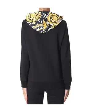Versace Logo Print Hooded Zip-up Jacket
