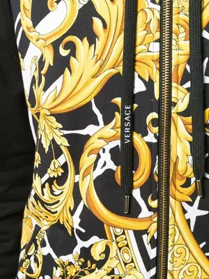 Versace Logo Print Hooded Zip-up Jacket