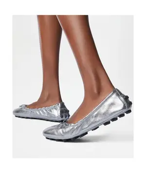 TOD'S Metallic Leather Ballet Flats