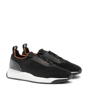 Santoni Panelled Knitted Sneakers