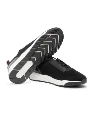 Santoni Panelled Knitted Sneakers
