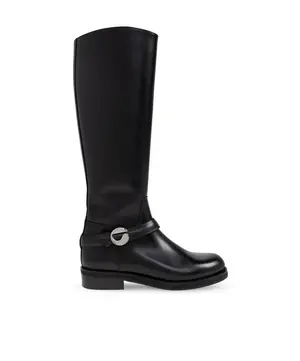 Coperni Knee High Buckle Strap Boots - Black