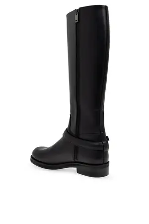 Coperni Knee High Buckle Strap Boots - Black