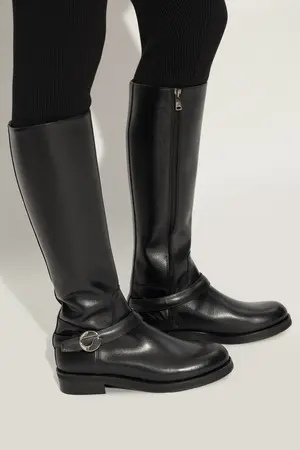 Coperni Knee High Buckle Strap Boots - Black