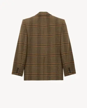 Saint Laurent Single-breasted Checked Blazer - Brown