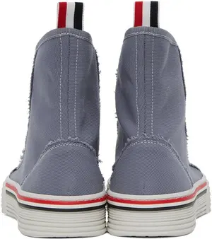 Thom Browne Rwb Stripe Round Toe High Top Sneakers