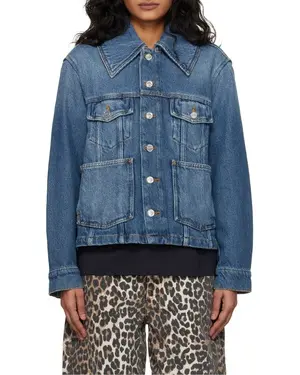 GANNI Pocket Detailed Denim Trucker Jacket
