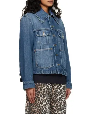 GANNI Pocket Detailed Denim Trucker Jacket