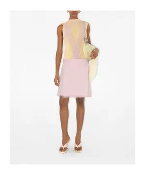 Burberry Argyle Intarsia-knit Sleeveless Crewneck Top - Nude