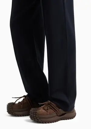 Emporio Armani Straight-leg Twill Trousers - Navy Blue