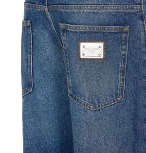 Dolce & Gabbana Logo Plaque Straight Leg Jeans - Blue