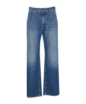 Dolce & Gabbana Logo Plaque Straight Leg Jeans - Blue