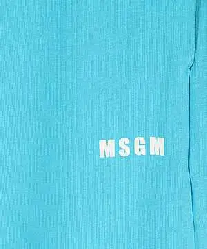 MSGM Logo Printed Drawstring Track Shorts - Blue
