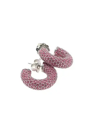 Amina Muaddi Crystal Ornament Hoop Earrings - Pink