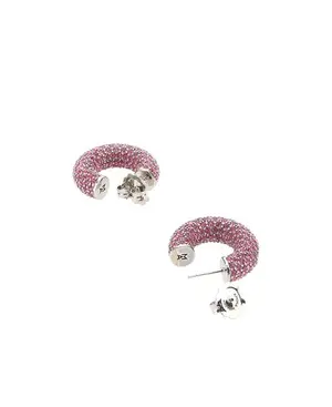 Amina Muaddi Crystal Ornament Hoop Earrings - Pink