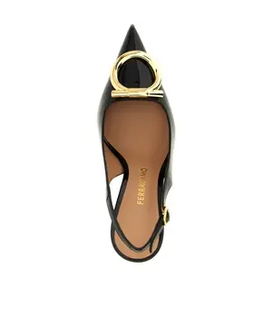 FERRAGAMO Patent Leather Gancini Slingback Heels