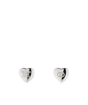 Gucci Gucci Blind For Love Heart Stud Earrings Silver