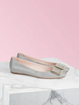 ROGER VIVIER Trompette Buckle Ballerina Flats - Grey