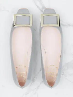 ROGER VIVIER Trompette Buckle Ballerina Flats - Grey
