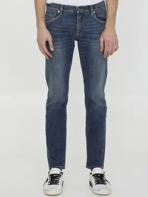 Dolce & Gabbana Slim-cut Jeans With Logo Plaque