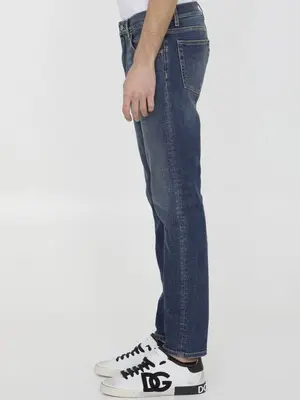 Dolce & Gabbana Slim-cut Jeans With Logo Plaque