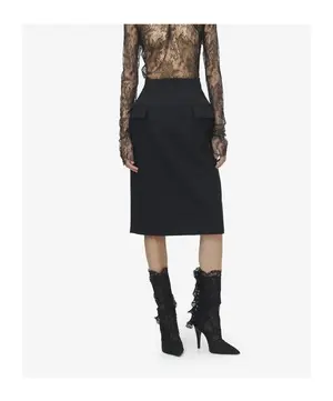 Alexander McQueen Gabardine Pencil Skirt With High Rise