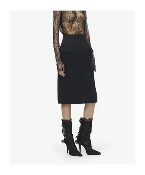 Alexander McQueen Gabardine Pencil Skirt With High Rise