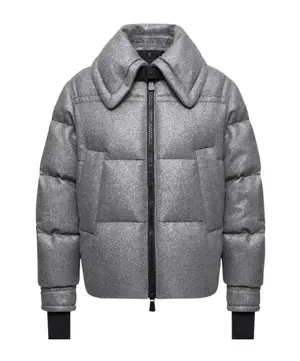 Moncler Sandane Metallic Wool Blend Short Down Jacket