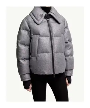 Moncler Sandane Metallic Wool Blend Short Down Jacket