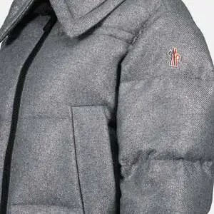 Moncler Sandane Metallic Wool Blend Short Down Jacket