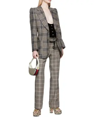 Gucci Prince Of Wales Checked Tailored Trousers - Gray