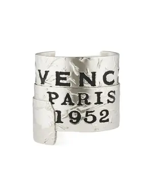 Givenchy Paris 1952 Engraved Logo Cuff Bracelet - Silver