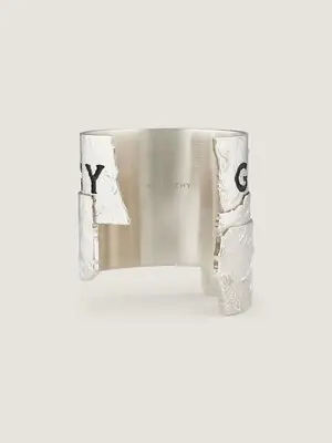 Givenchy Paris 1952 Engraved Logo Cuff Bracelet - Silver