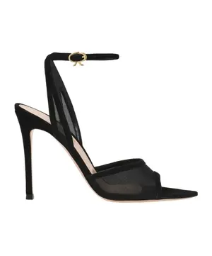 GIANVITO ROSSI Suede And Mesh Pointed High Heel Sandals