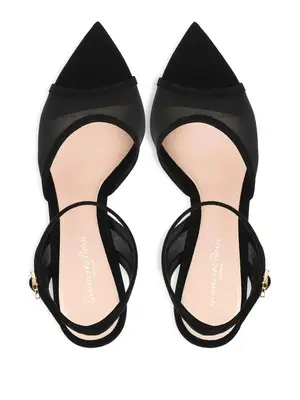 GIANVITO ROSSI Suede And Mesh Pointed High Heel Sandals